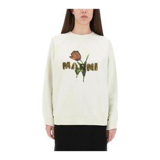 Marni Tulpenprint Raglan Sweatshirt - - Sweatshirts & Hoodies - Damen - Wei&szlig; - XS
