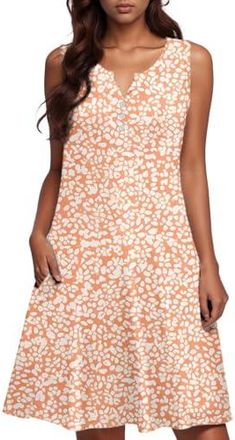 Generic Robe boh&egrave;me 2026 pour femme, robe d&eacute;t&eacute; d&eacute;contract&eacute;e, ample, col en V, sans manches, avec poches, cache-maillot de bain, Orange, 3XL