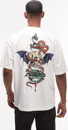 AllSaints Blade - T-Shirt in Wei&szlig; mit Grafik-Logo und R&uuml;ckenprint