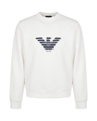 Emporio Armani Logo-Print Crew-Neck Sweatshirt - White