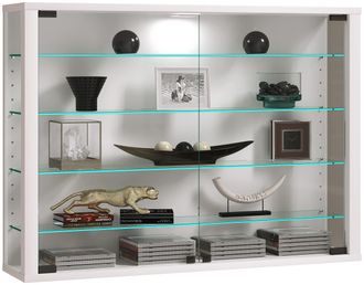VCM Glasvitrine h&auml;ngend/Vitrine Glas mit ESG-Sicherheitsglas/Ma&szlig;e: H. 60 x B. 83 x T. 18 cm/H&auml;ngevitrine Glas/Modern und platzsparend/Glas Vitrinenschrank