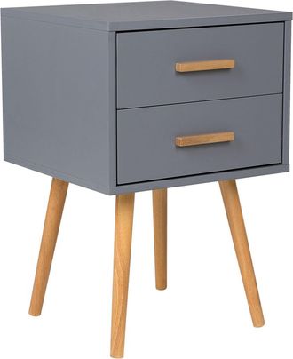 Beliani Stilvoller Nachttisch 2 Schubladen grau MDF-Platte Alabama