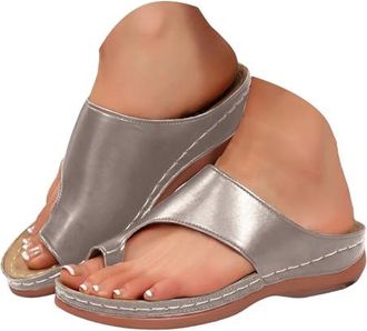 Generic Sandales orthop&eacute;diques pour femme 2026 - Tongs habill&eacute;es large largeur avec soutien de la vo&ucirc;te plantaire - Sandales confortables &agrave; bout ouvert - Cuir