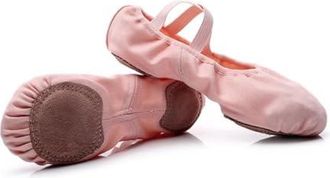 Hemobllo Chaussures De Ballet Adultes Tissu Extensible Couleur Peau Semelle Antidérapante Bande Élastique Croisée pour Danse Gymnastique Et Yoga
