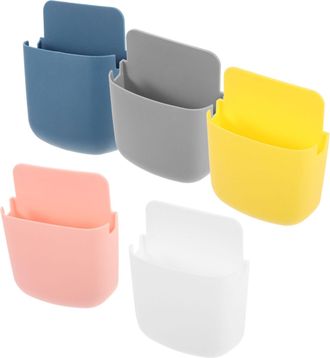 SOLUSTRE 5 Stück Wandmontiertes Abs Aufbewahrungsregal Ohne Bohren Für Wohnzimmer Küche Schlafzimmer Kompakte Wandhalterung Für Fernbedienungen Schlüssel Und K