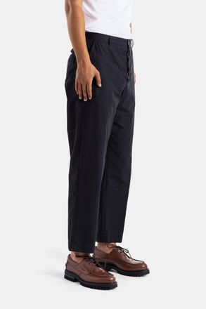 Bergfabel Mens Straight Linen And Cotton Trousers Black