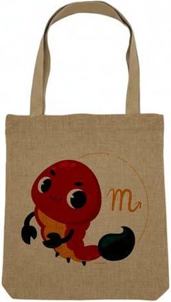 Fabulous Sac Shopping Tote Bag Aspect Lin - Scorpion Signe astrologie Zodiaque Dessin Symbole Illustration - Sac de Courses Toile Epaisse 360g Beige Naturel Ca