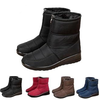 Generic Bottes de neige imperm&eacute;ables pour femme, chaudes et antid&eacute;rapantes, avec doublure en peluche, chaussures d&eacute;contract&eacute;es pour la marche, Noir, 39.5 EU