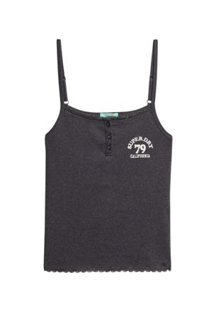 Superdry Damen Athletic Essentials Button Down Cami Top Anthrazitgrau Meliert 6-8