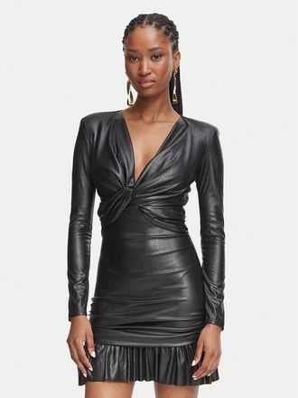 Elisabetta Franchi Kleid aus Kunstleder AB-989-66E2-V400 Schwarz Slim Fit
