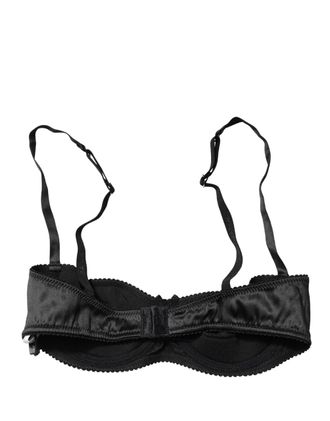 Dolce & Gabbana Womens Black Semi-Pad Underwire Balconette Bra Underwear Elastane Silk Clothing