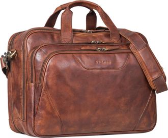 STILORD Ansgar XL Leder Aktentasche zum Umhängen für Herren und Damen Cognac ideal als Lehrertasche Ledertasche 17-18 Zoll Laptop-Tasche Business oder Ordnert