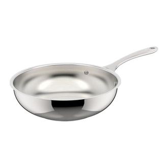 Lagostina Orchestra Wok antihaftbeschichtet mit langem Griff aus Edelstahl 18/10 &Oslash; 26 cm, 3-lagiger Lagotherm-Boden, Spiegeleffekt au&szlig;en und innen satiniert, f&uuml;