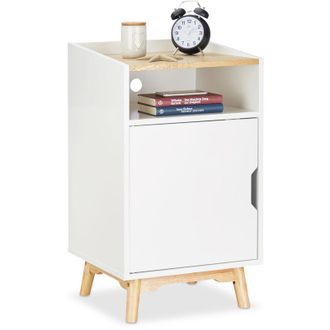 Relaxdays Relaxdays - Table de nuit blanche, table chevet porte, table de lit, commode, nordique scandinave 74 x 43 x 40 cm, blanc