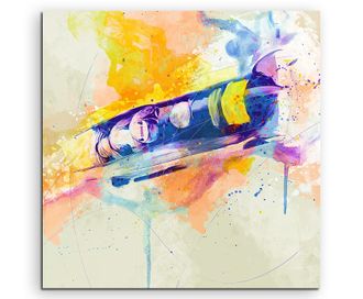 Paul Sinus Art Bobsport I 60x60cm Wandbild SPORTBILD Aquarell Art tolle Farben von Paul Sinus