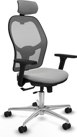 Piqueras y Crespo Ergonomischer B&uuml;rostuhl, Kopfst&uuml;tze mit 3D-Armen, h&ouml;henverstellbare Lendenwirbelst&uuml;tze und Kopfteil, h&ouml;henverstellbar und neigbar, Grau/Hellgrau