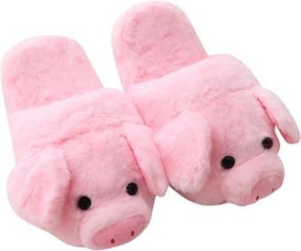 IFUNDOM Pantoufles Chaudes en Peluche Rose de Cochon pour Femmes Semelle Antid&eacute;rapante Cousue Taille Unique 35-38 Confortables et Isolantes pour Int&eacute;rieur et 
