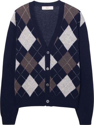 Dunst Cardigan col en V Argyle - Femme - Pulls - Bleu - Taille: 36 FR