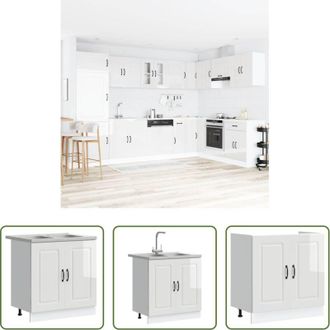 vidaXL vidaXL K&uuml;chenm&ouml;bel - K&uuml;chenschrank mit T&uuml;r Kalmar Gl&auml;nzend Wei&szlig; 80 x 46 x 81.5 cm