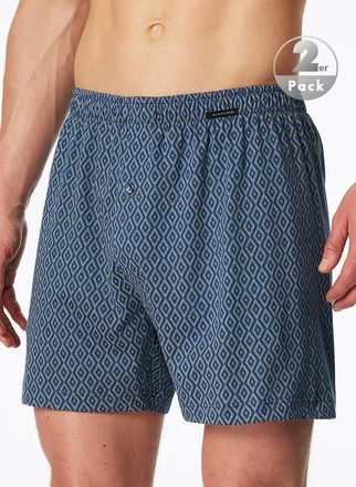 Schiesser Herren Boxershorts blau Baumwolle gemustert