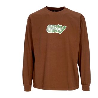 Obey Klassisches City Watch Dog Langarm T-Shirt - - Tops - Herren - Braun - XL