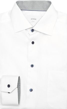 Eton Unifarbenes Signature Twill-Hemd mit Ausputz und Kentkragen, Classic Fit in