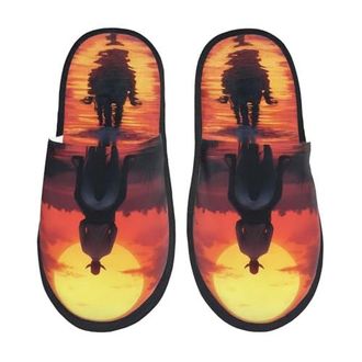 Generic Sunset River Western Cowboy Unisexe Pantoufles Antid&eacute;rapantes Chaussures De Maison Confortable Chaussons Pour Hiver Maison Automne M