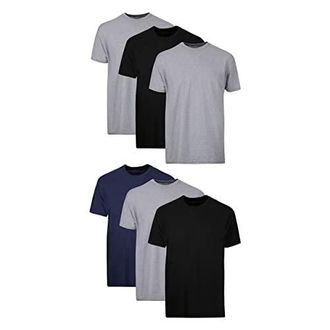 Hanes Packs, Stay-Tucked Soft Cotton, Best Undershirts for Men, White/Black/Asstd Multipacks Tricot, Lot de 6-Noir/Gris/Bleu Assortis, 3XL Homme