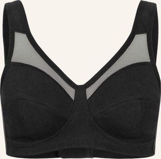 erlich textil Erlich Textil Anni B&uuml;gelloser T&uuml;ll Bh Gro&szlig;e Cups Starker Halt Aus Bio-Baumwolle - Verstellbare Tr&auml;ger schwarz