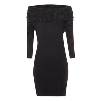Fracomina Robe Courte en Maille Stretch - Femme - Robes - Noir - Taille: 38 FR