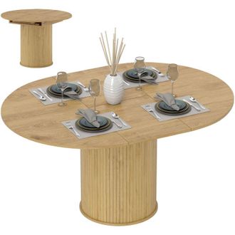 HOMCOM Table &agrave; manger extensible - HOMCOM - pour 6 &agrave; 8 personnes - MDF - 110-150 x 75 cm - effet bois naturel