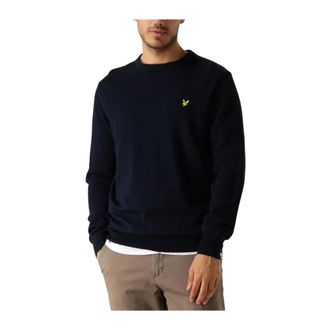 Lyle & Scott Baumwoll-Merino-Rundhalspullover - - Knitwear - Herren - Blau - XS