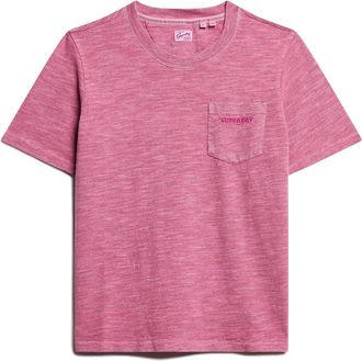 Superdry Damen Essential T-Shirt mit &uuml;berf&auml;rbtem Logo Shocking Pink 38