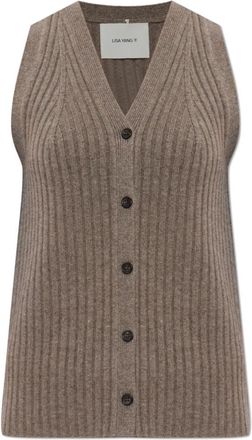 Lisa Yang Femme, Pulls, Brun, Taille: 38 FR Maiko Vest