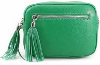 Generic Sac à main à bandoulière en cuir pour femme Design classique avec pampille Fermeture éclair Sac à main décontracté 155, Vert, Medium