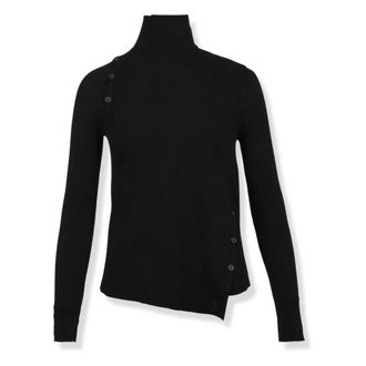 Courr&egrave;ges Schr&auml;ger Strickpullover mit Kn&ouml;pfen - - Knitwear - Damen - Schwarzk - M