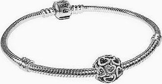 Pandora Pandora Moments 590702HV-19+790964 Bracelet maille serpent avec breloque en argent sterling 19 cm, 19cm, Argent, Pas de gemme
