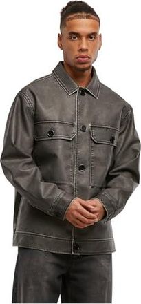 Urban Classics Synthetic Vintage Leather Shirt Jacket Homme Veste en imitation cuir noir M