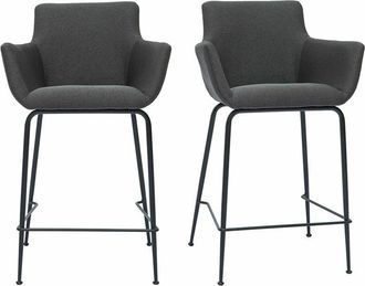 Miliboo Miliboo - Barhocker anthrazitgrauer Stoff H65 cm (2er-Set) carlie