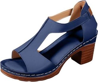 Generic Sandales &agrave; talon &eacute;pais pour femme 2026, sandales orthop&eacute;diques &agrave; bout ouvert avec bride en T et bride arri&egrave;re &agrave; enfiler - Soutien de la vo&ucirc;te plantair