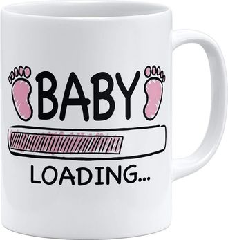 OM3 Baby Loading Tasse - Keramik Becher - 11oz 325ml - Girl - Beidseitig Bedruckt - Weiss