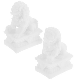 Amosfun Chinesische L&ouml;wen Skulpturen 2 St&uuml;ck Kleiner L&ouml;wenfigur aus Stein f&uuml;r Mikrolandschaften und Wohnraum Feng Shui Schutzl&ouml;wen