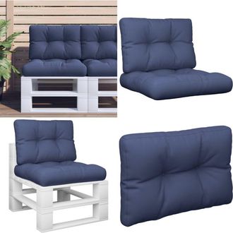 vidaXL Ensemble de coussins en palette bleu marine 60x40x12 cm tissu - Coussin Exterieur - Coussin Patio - Coussin Jardin - Coussin Chaise Longue - Coussin