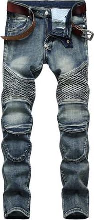 Generic Jean Homme Jeans Homme Week-End/Voyage Jean Slim Renfort Genou Cyclisme - Coupe Ajust&eacute;e Technique pour Cyclistes Urbains