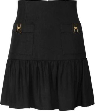 Elisabetta Franchi Femme, Jupes, Noir, Taille: 36 FR Jupe en m&eacute;lange de lin avec d&eacute;tails bijoux