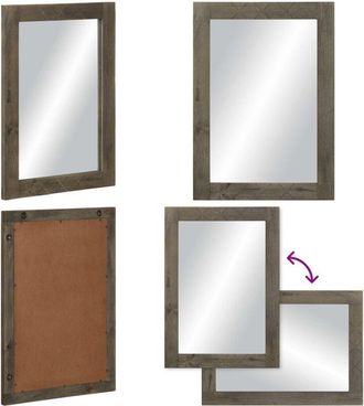 vidaXL Badspiegel Grau 50x3x70 cm Massivholz Mango - Vidaxl