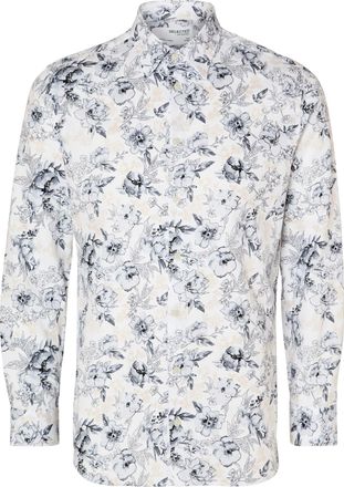 Selected SELETED HOMME Herren SLHSLIMSOHO-Ethan Shirt LS NOOS Hemd, Bright White/AOP:Big AOP, M