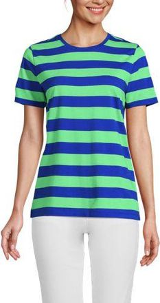 Lands End Supima Kurzarm-Shirt mit rundem Ausschnitt, Damen, Größe:32-34 regular, Blau, Baumwolle, by Lands End