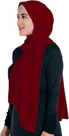 Lina & Lily Hijab Femme Musulmane, Foulard de Tête, Tissu en Jersey Modal Opaque, Maxi 180 X 80cm (Bourgogne)