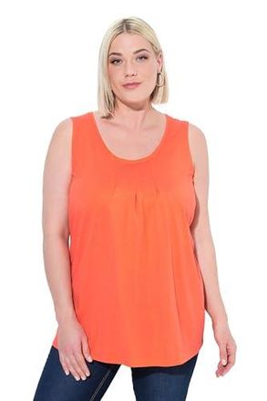 Ulla Popken Femme Grandes Tailles Top, Plis Fantaisie, Ligne A, sans Manches Rose Corail 58+ 796470510-58+